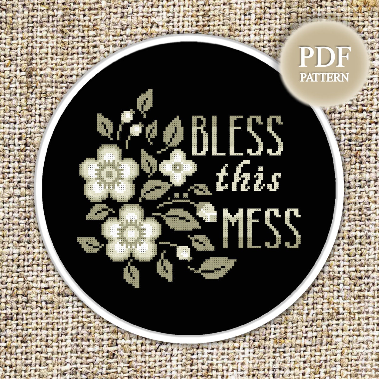 Subversive Cross Stitch Pattern Bless This Mess Cross Stitch - Etsy