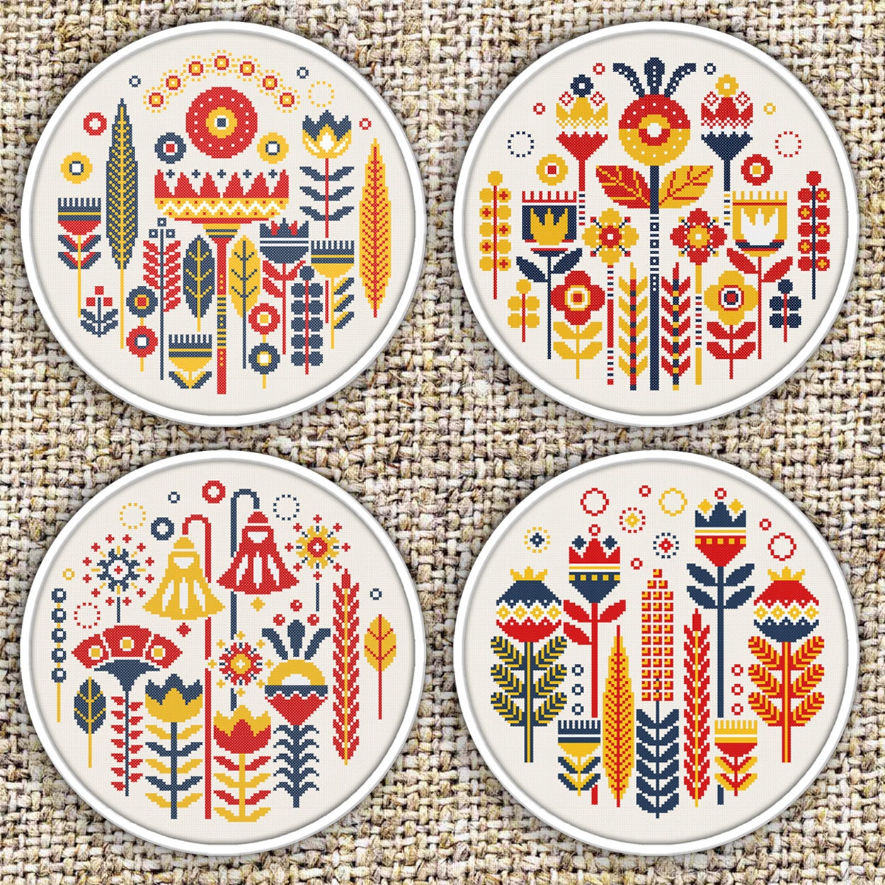 Scandi Flowers Cross Stitch Pattern Folk Cross Stitch Ethnic Retro Boho ...