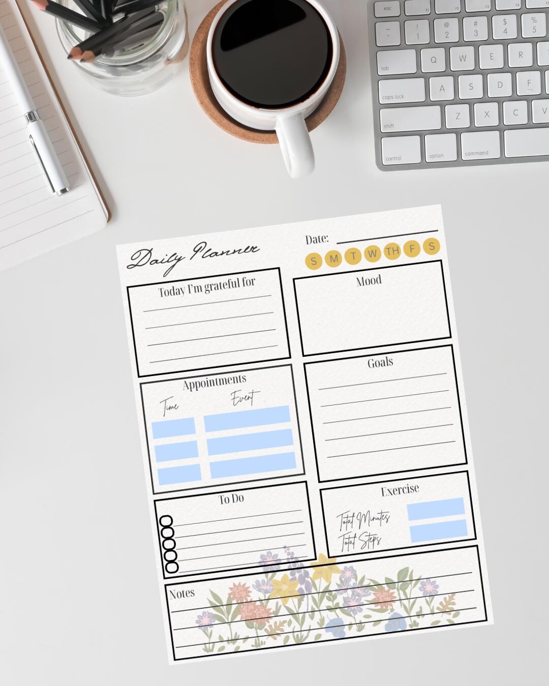 Minimal Daily Planner Printable | Neutral Undated Planner ...