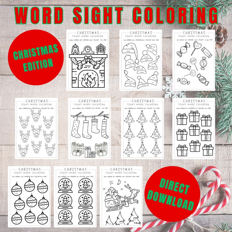 Christmas Word Sight Coloring | Activity Pages for Kids | Activity Time ...