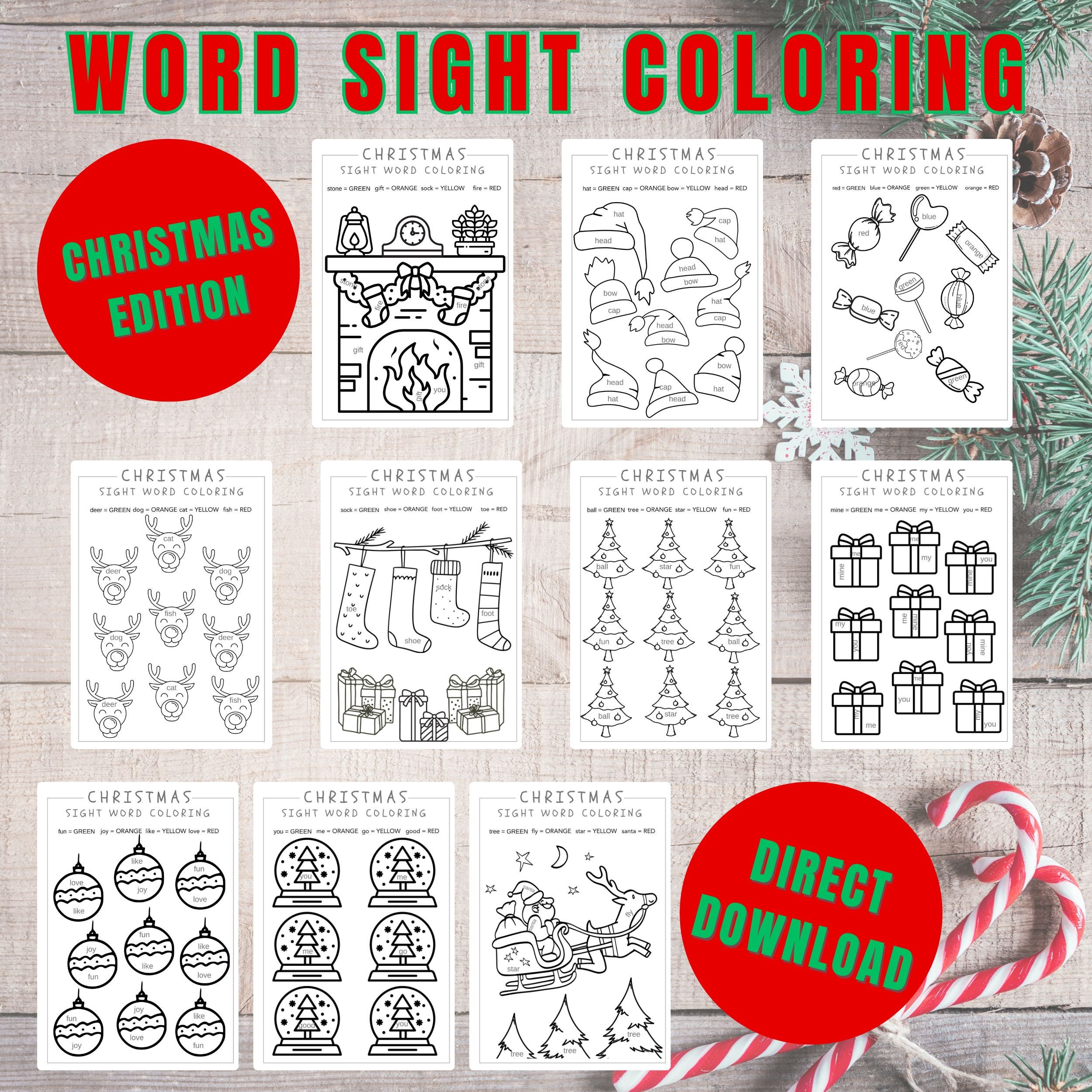 Christmas Word Sight Coloring | Activity Pages for Kids | Activity Time ...