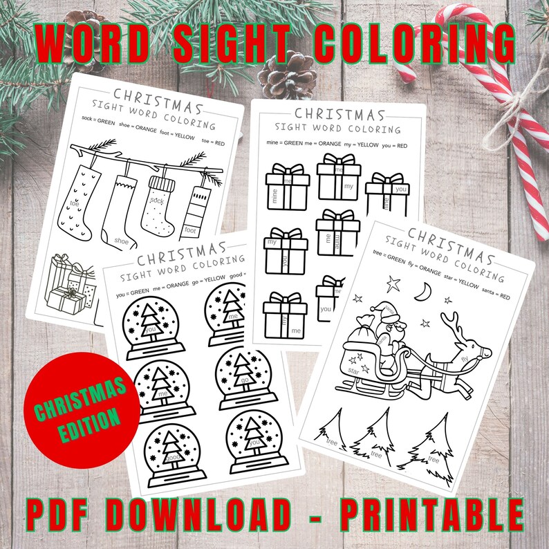 Christmas Word Sight Coloring | Activity Pages for Kids | Activity Time ...