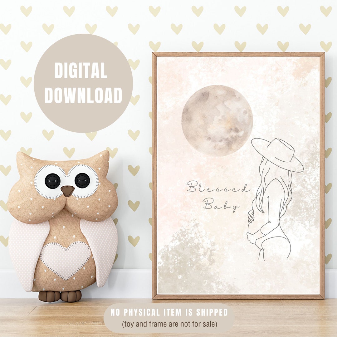 Blessed Baby Print Printable Pregnancy Wall Art Magic Moon - Etsy