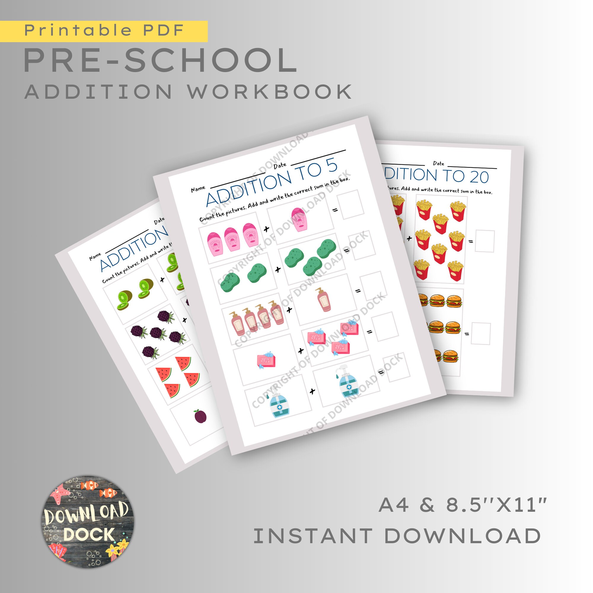 Preschool Addition Math Worksheets. Educational Activity for ...