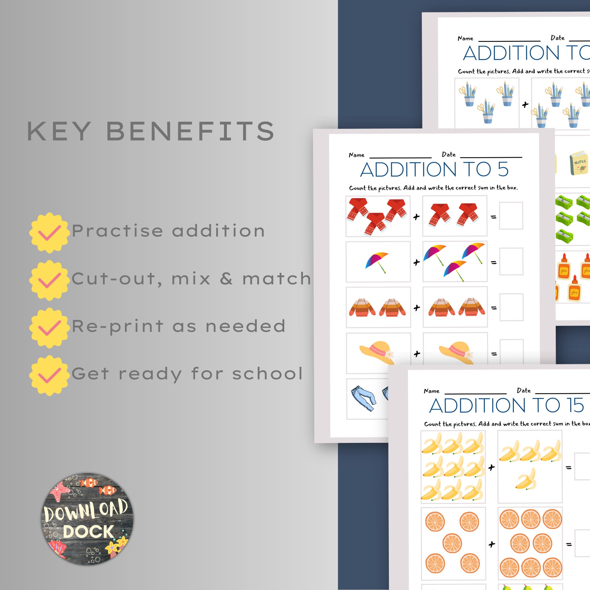 Preschool Addition Math Worksheets. Educational Activity for ...