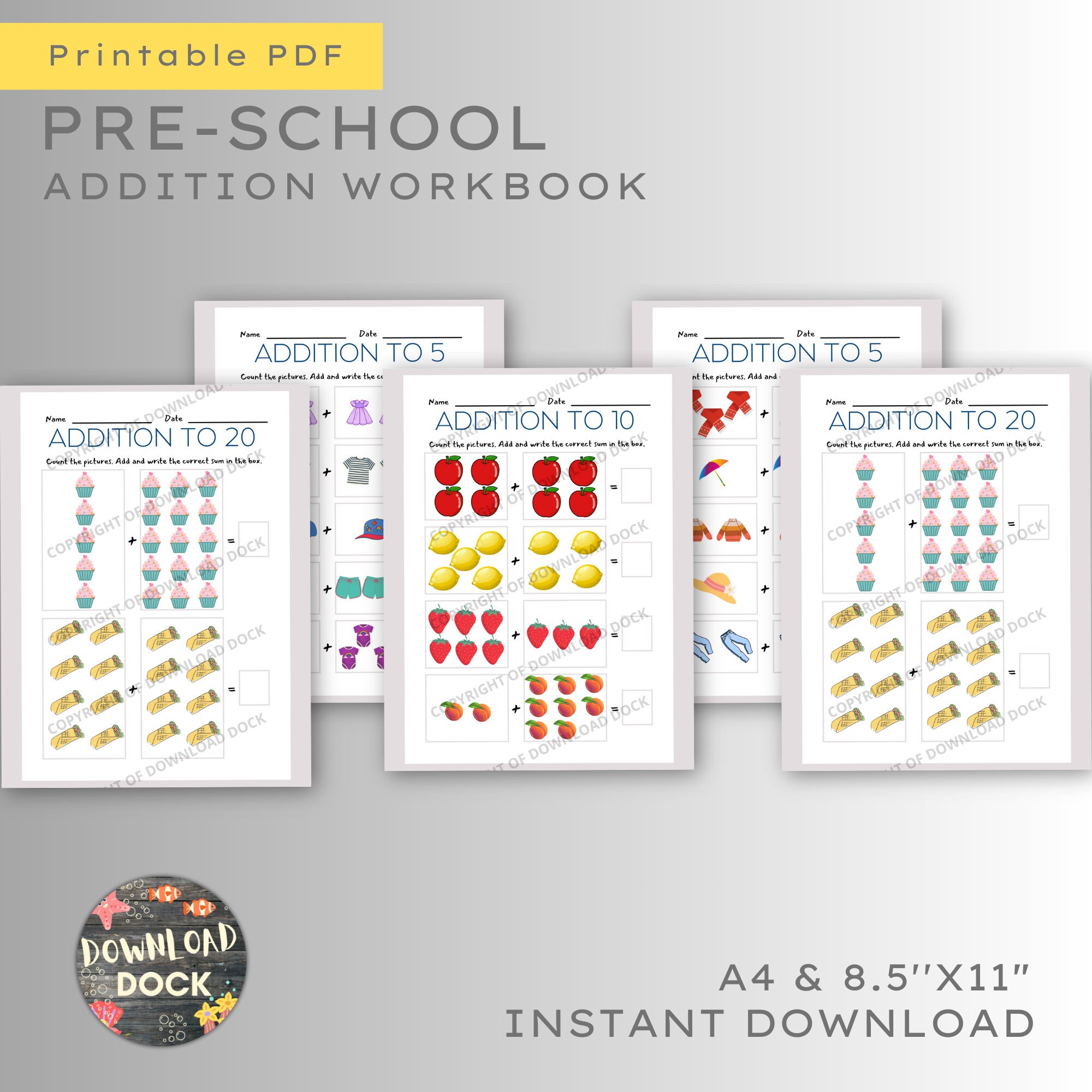 Preschool Addition Math Worksheets. Educational Activity for ...