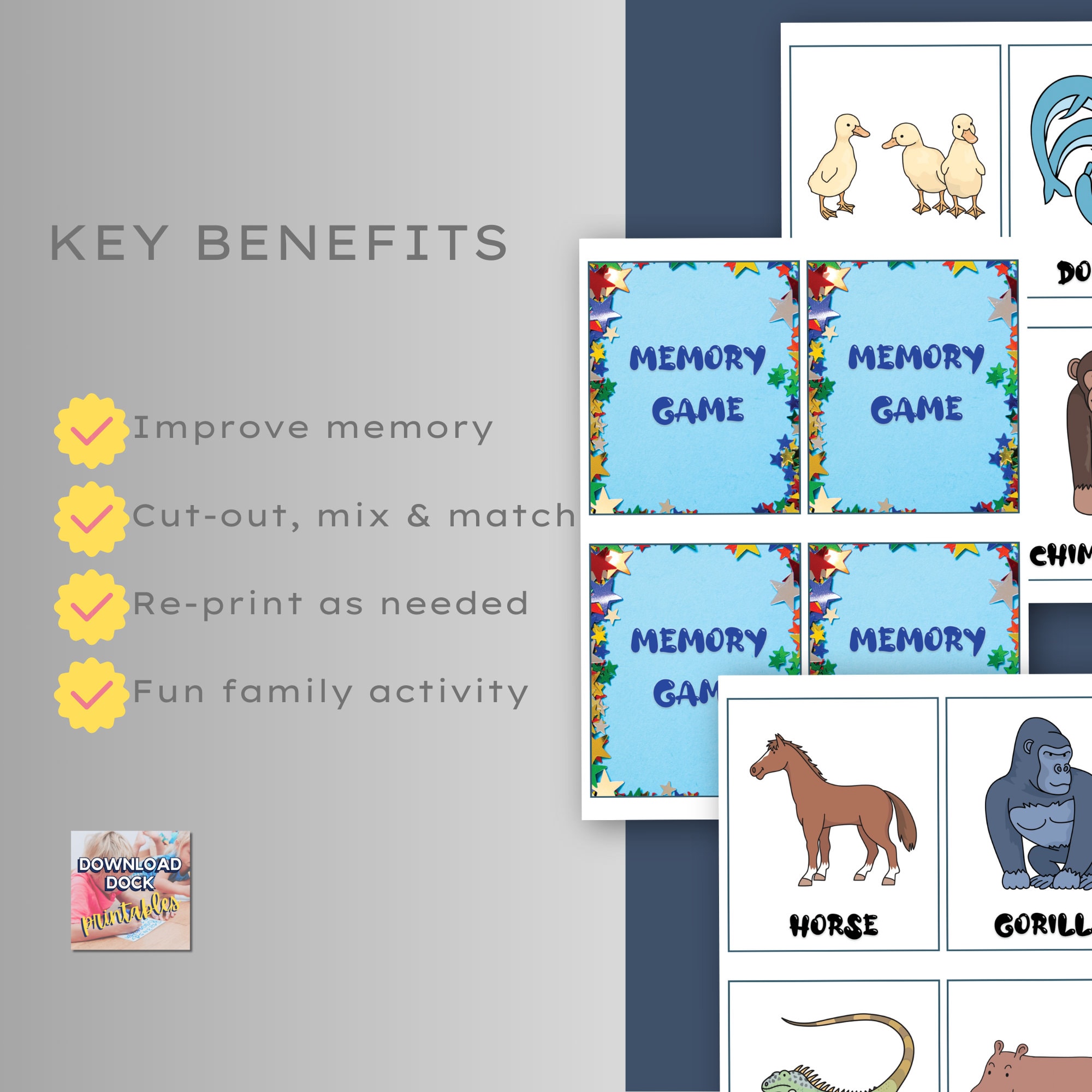 Preschool Flash Card Memory Game With Animals. Fun, Educational ...