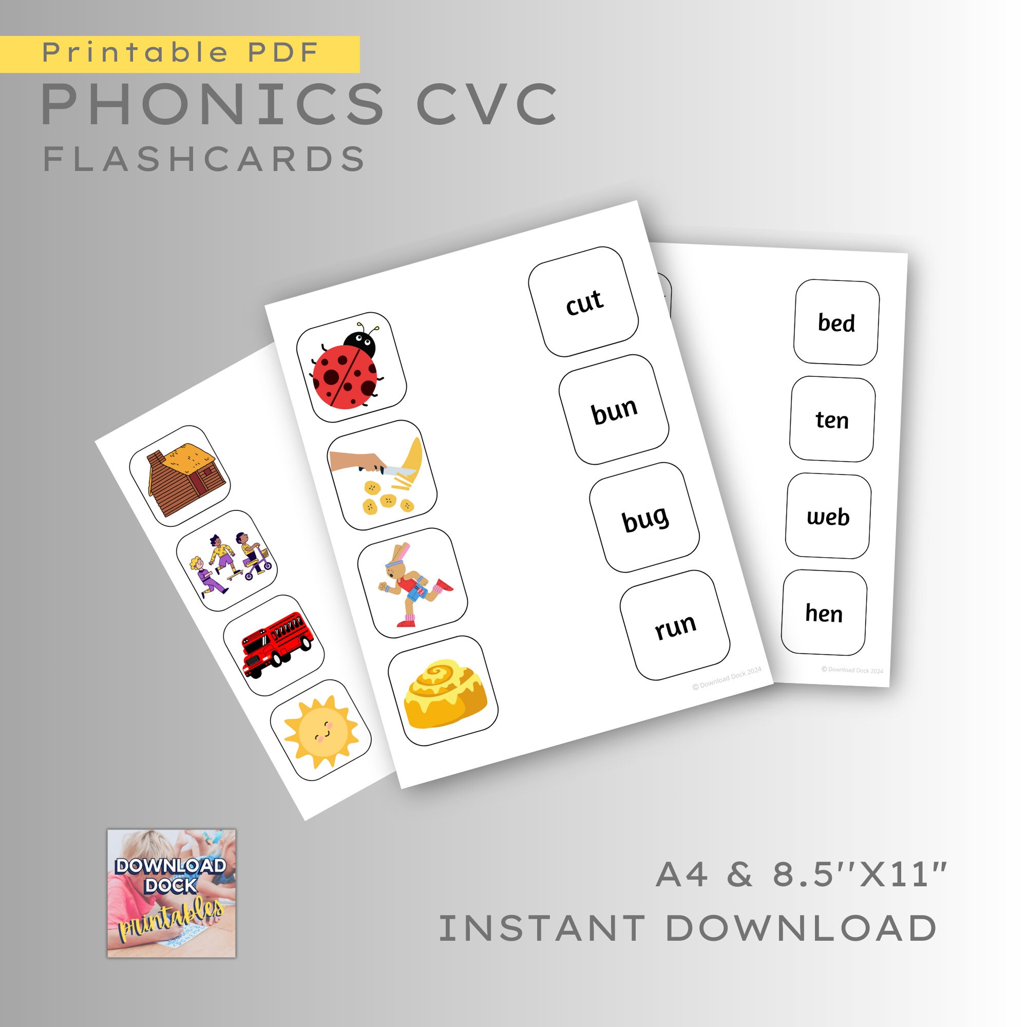 Phonics Flash Cards for Preschool to Download and Print at Home. 40 ...