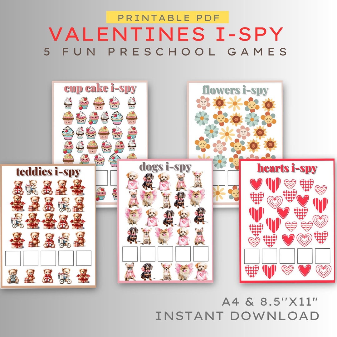 Valentines Day I-spy Games for Preschoolers and Weddings. 5 Games With ...
