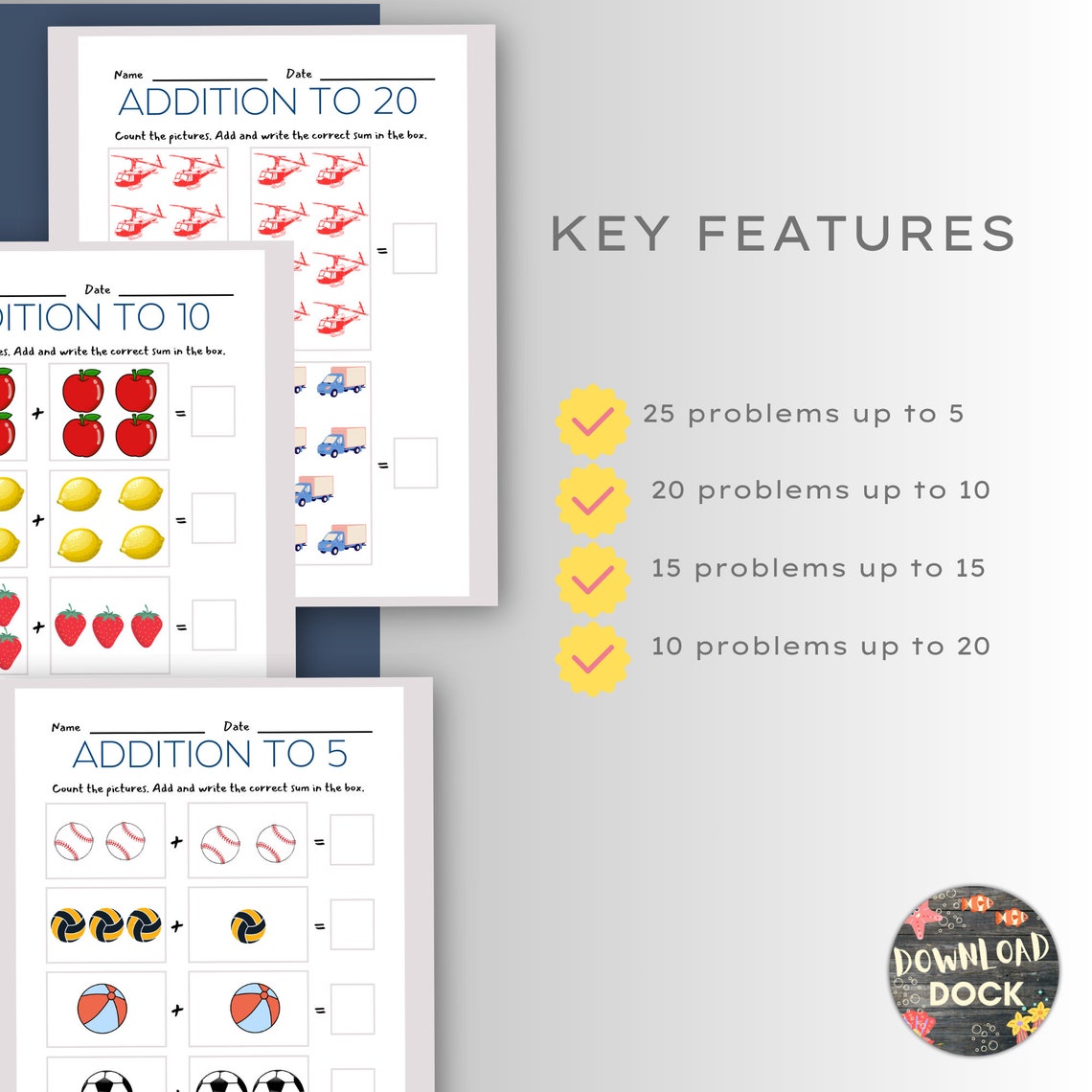 Preschool Addition Math Worksheets. Educational Activity for ...