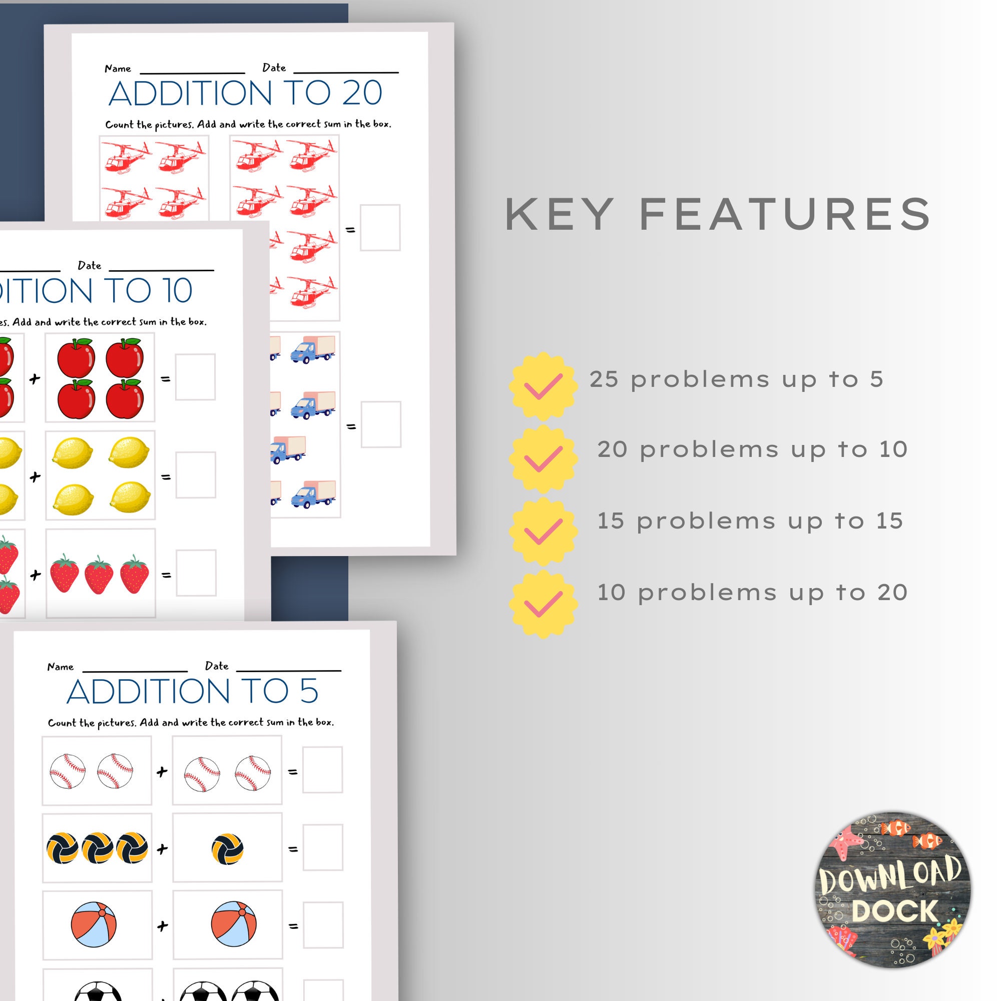 Preschool Addition Math Worksheets. Educational Activity for ...