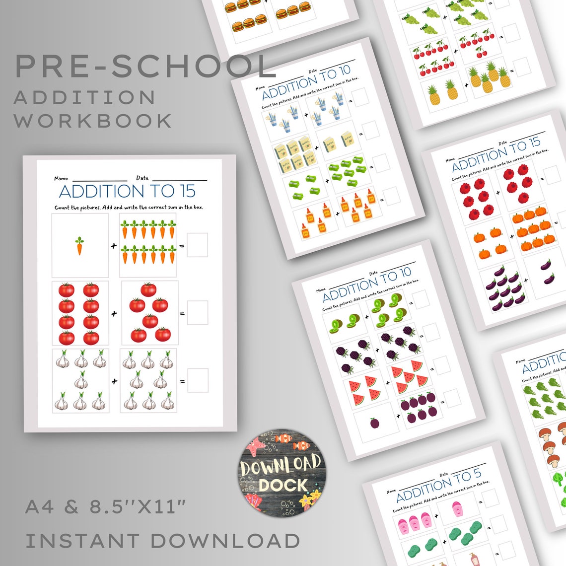 Preschool Addition Math Worksheets. Educational Activity for ...
