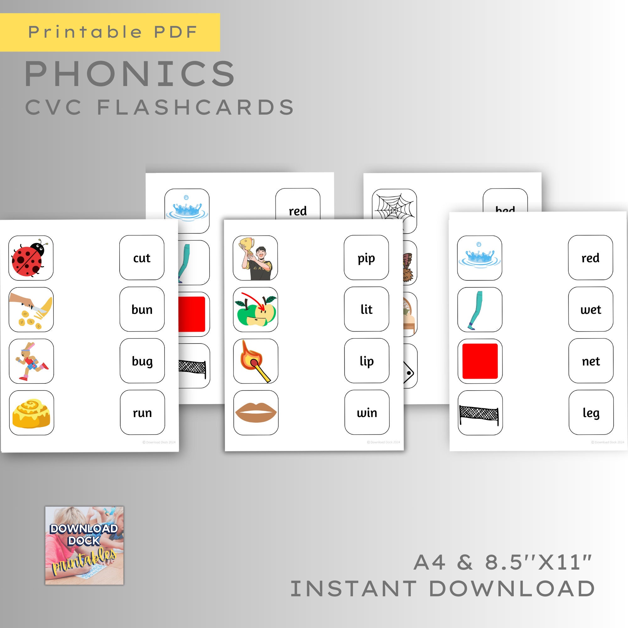 Phonics Flash Cards for Preschool to Download and Print at Home. 40 ...