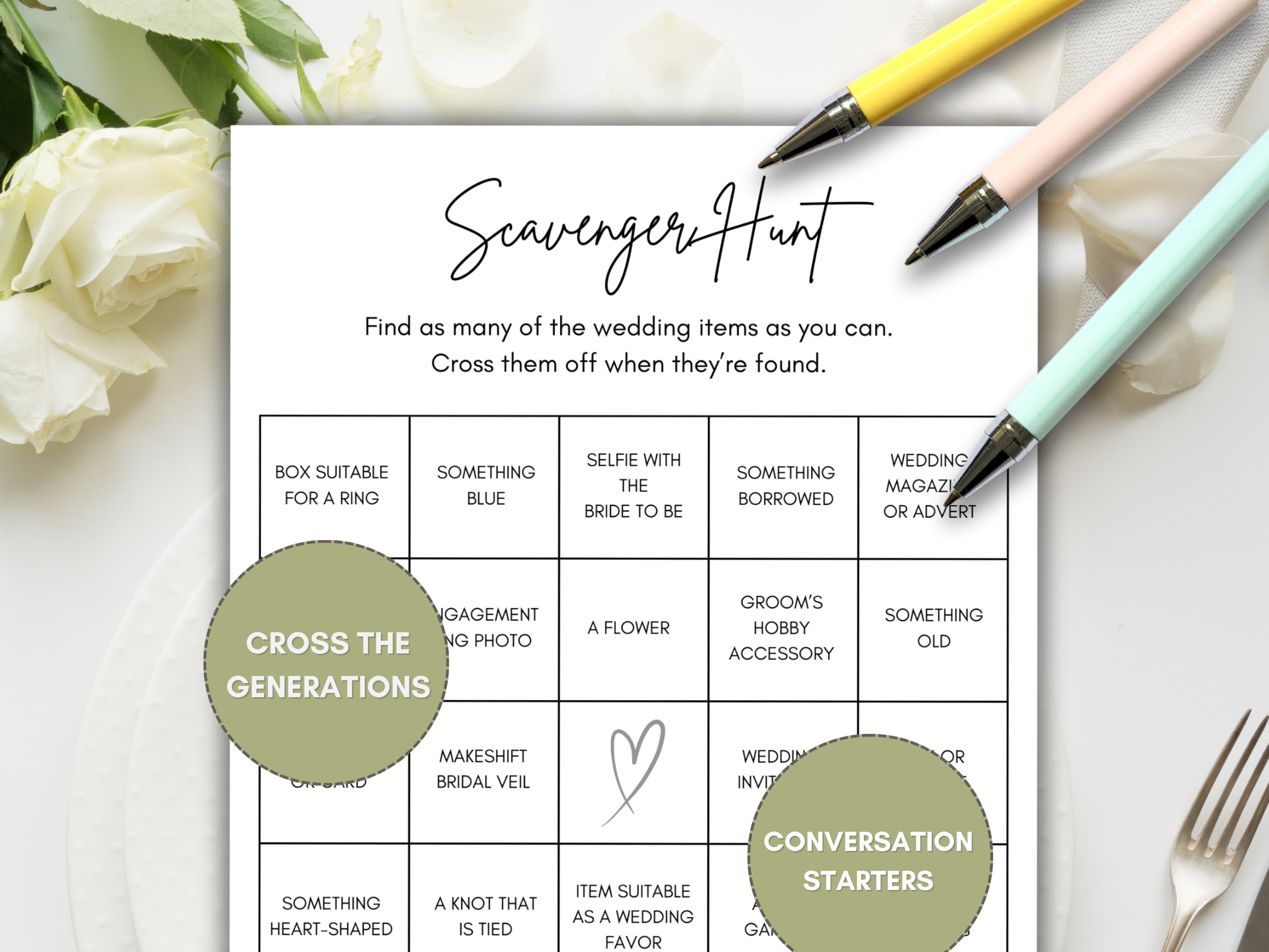 Bridal Shower Scavenger Hunt Interactive Icebreaker Game For Hen Party