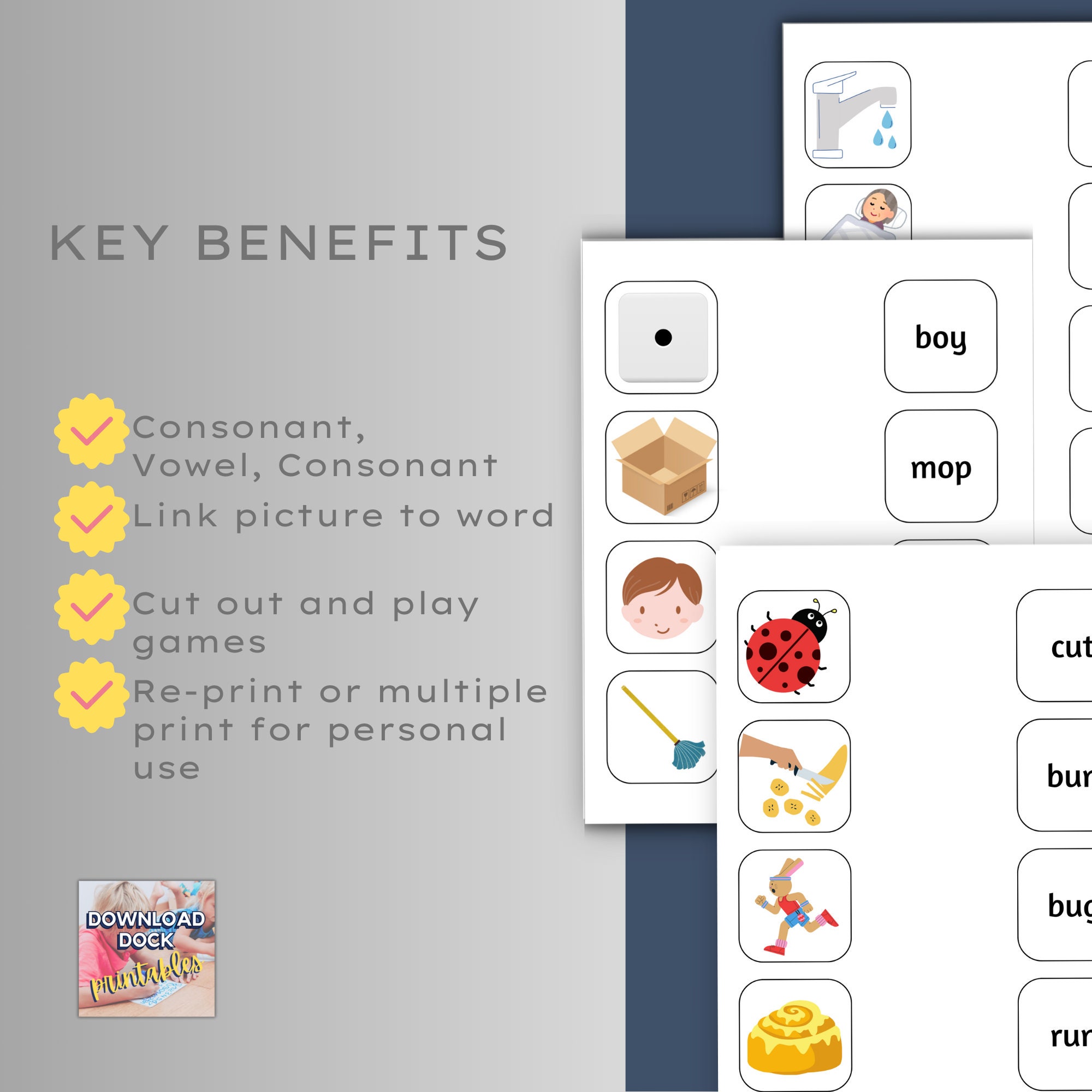 Set of 40 Early Years CVC Phonics Cards for Preschool to Download and ...