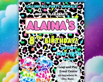 90s Lisa Frank Inspired - Birthday Invitation - Etsy