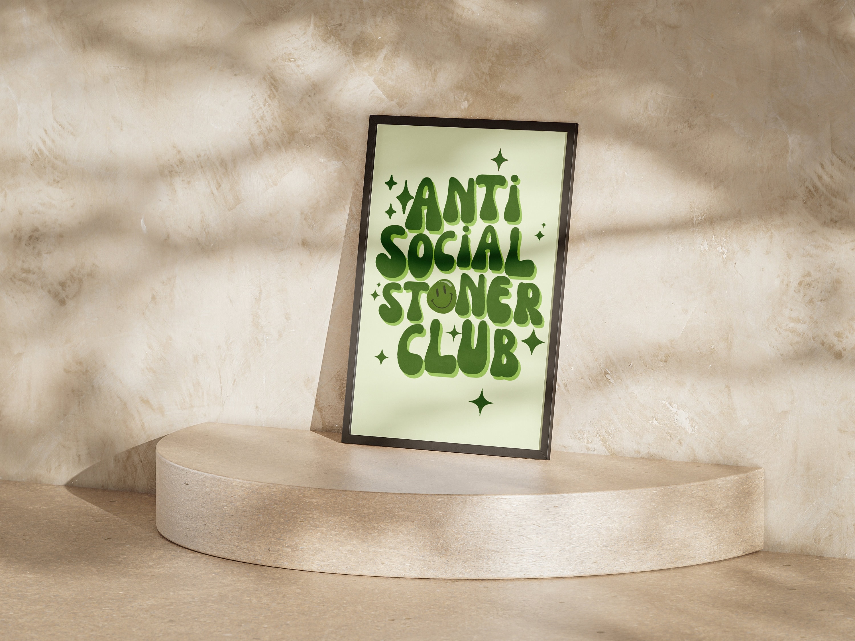 Anti Social Stoner Club Poster, Trendy Cannabis Apartment Decor, Funny ...
