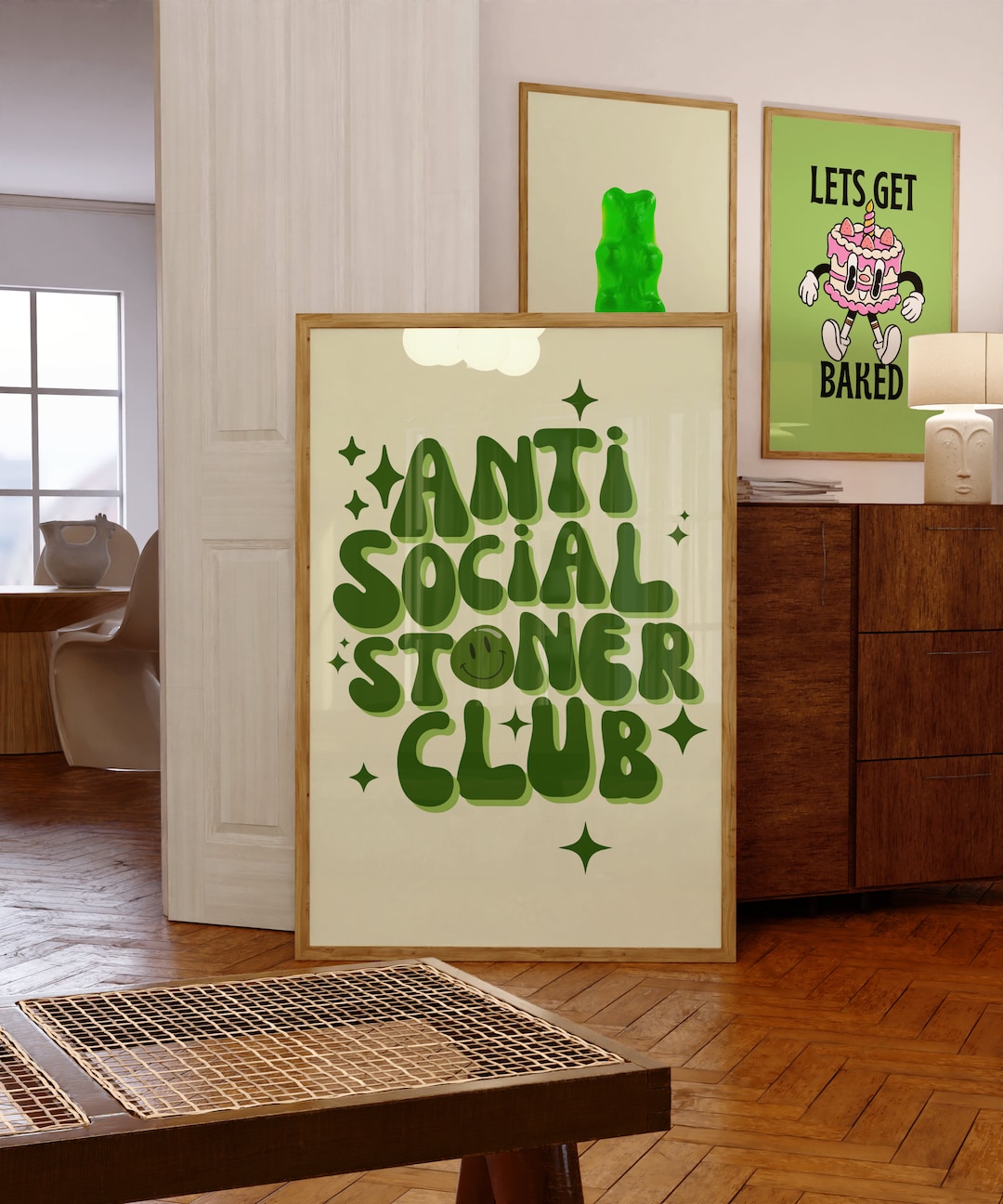 Anti Social Stoner Club Poster, Trendy Cannabis Apartment Decor, Funny ...