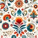 Bundle of 40 Folk Art Seamless Pattern Illustrations on White ...