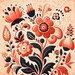 Bundle of 40 Folk Art Seamless Pattern Illustrations on Red Background ...
