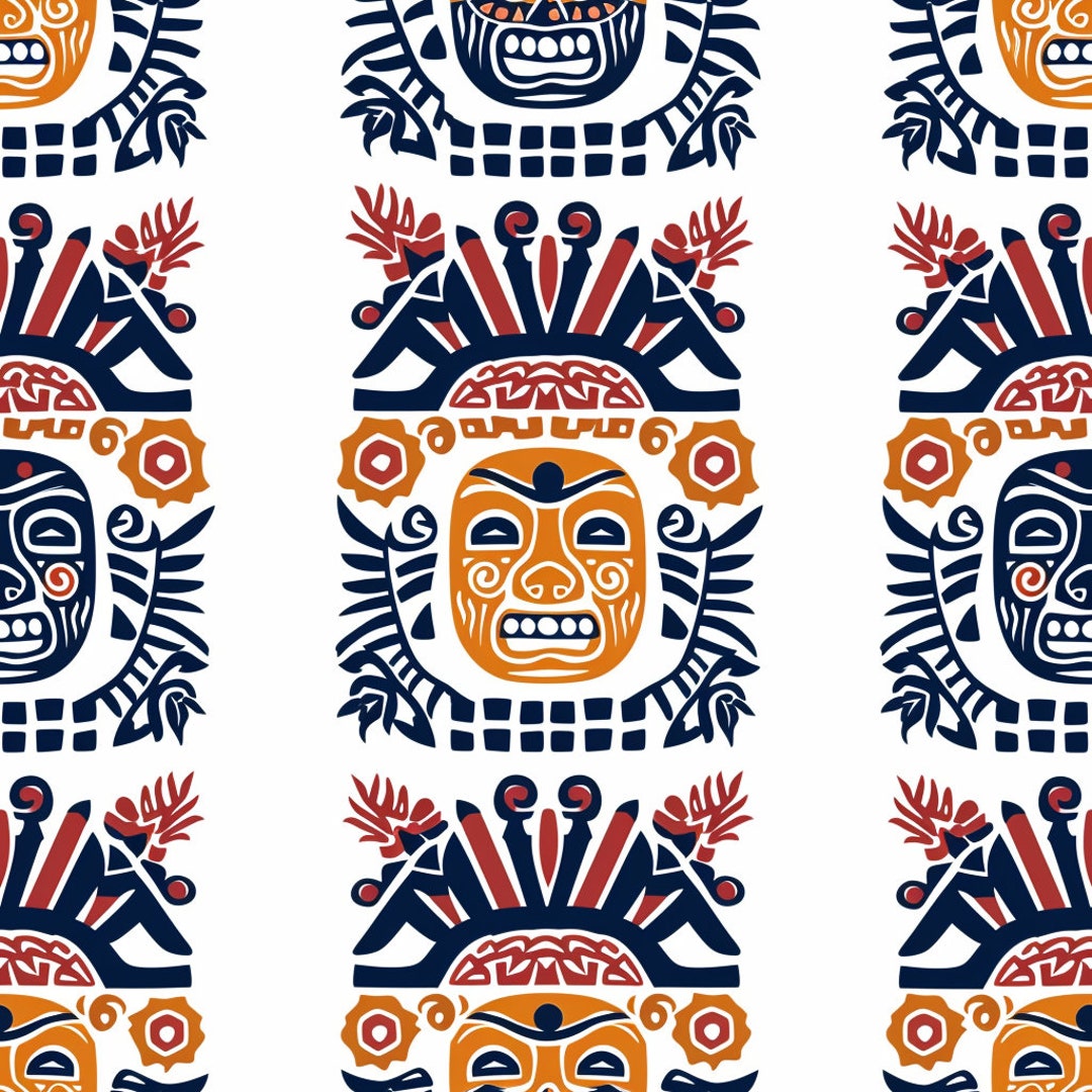 Bundle of 40 Aztec Maya Inca Art Seamless Pattern Illustrations on ...