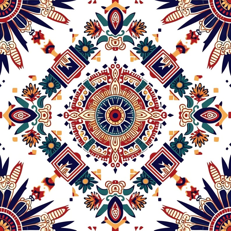 Bundle of 40 Aztec Maya Inca Art Seamless Pattern Illustrations on ...