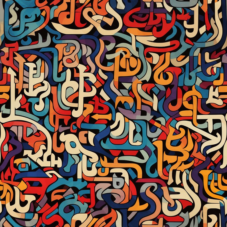 Bundle of 40 Calligraphy Art Seamless Pattern Illustrations , Digital ...