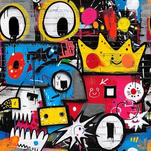 Bundle of 40 Graffiti Seamless Pattern Art Illustrations, Digital ...