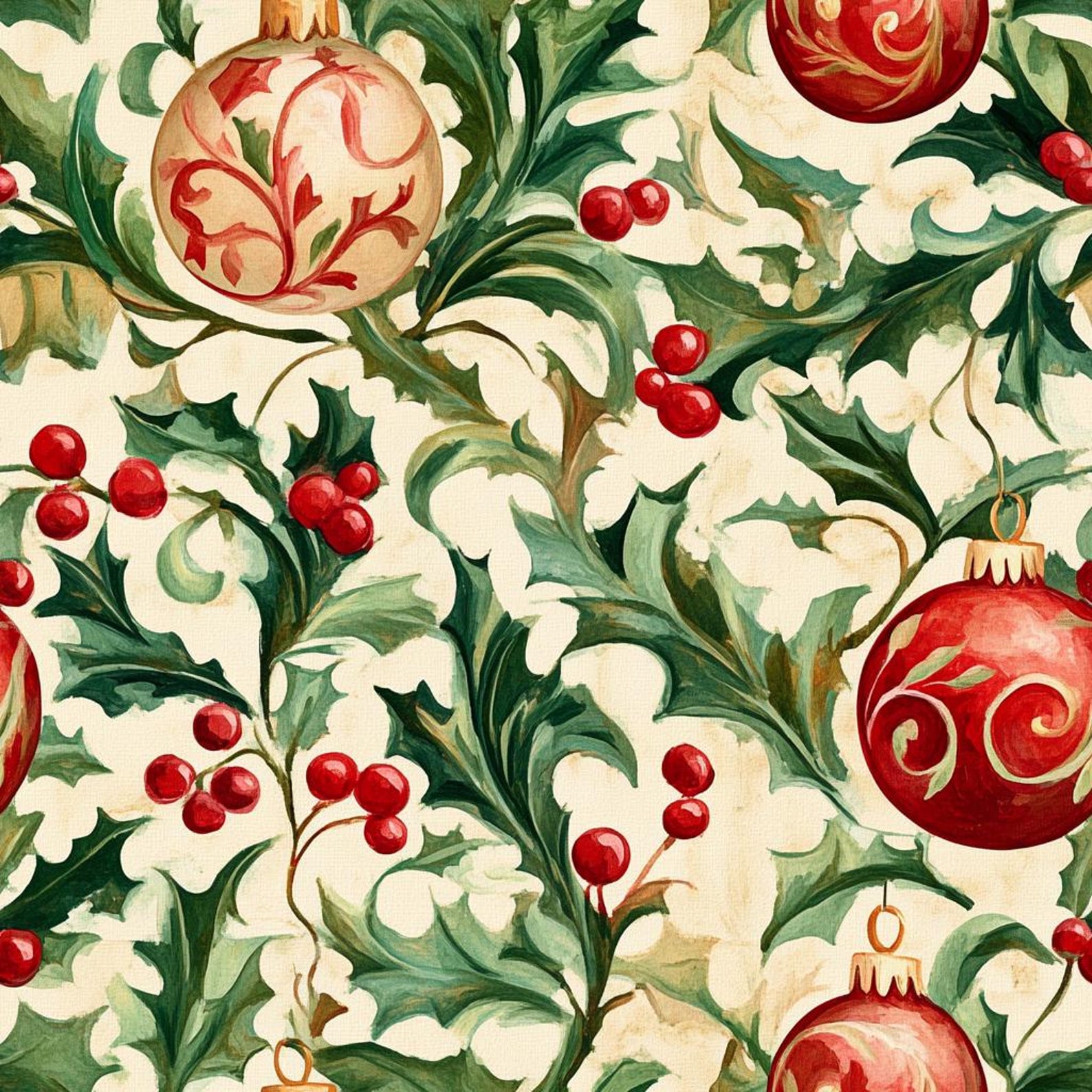 Bundle of 40 Holly Leaves Christmas Seamless Pattern Art Illustrations ...