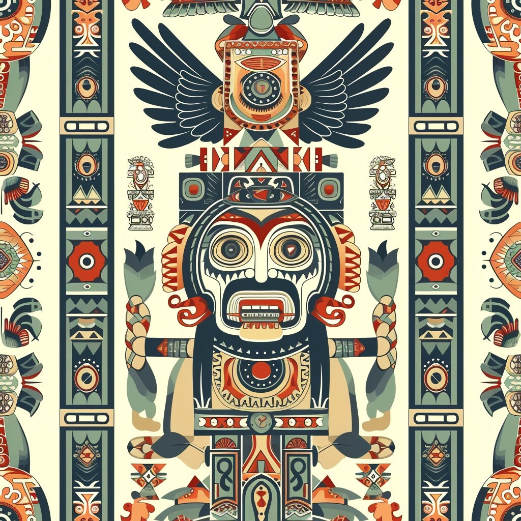 Bundle of 40 Aztec Maya Inca Art Seamless Pattern Illustrations on ...