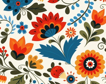 Bundle of 40 Folk Art Seamless Pattern Illustrations on Grey Background ...