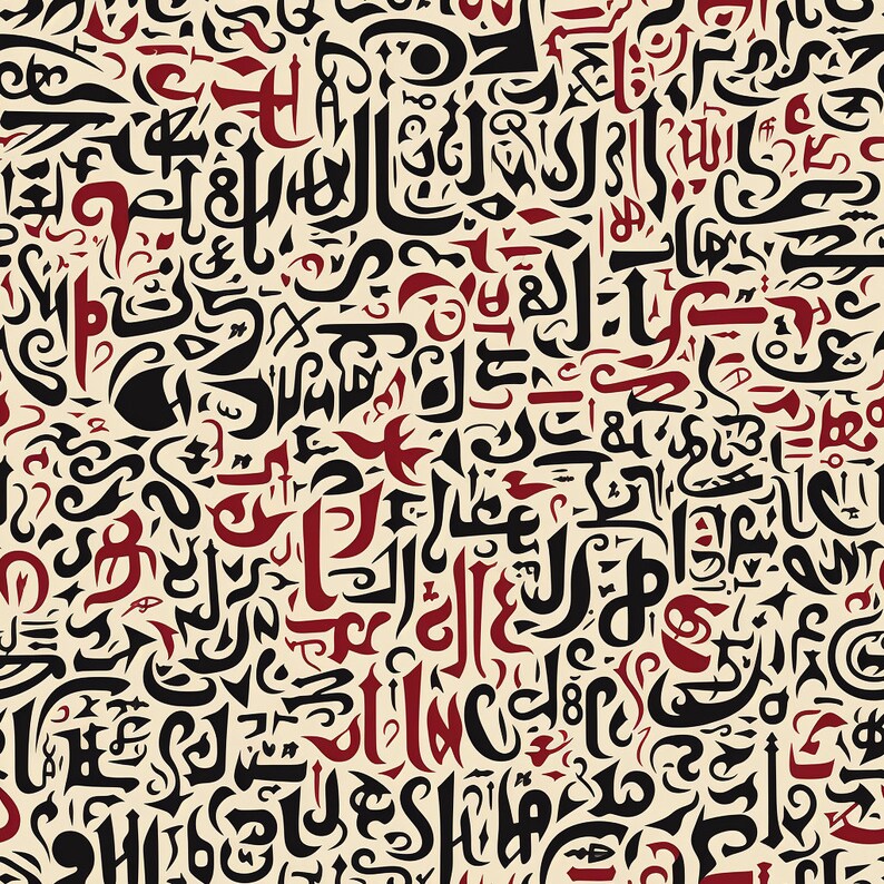 Bundle of 40 Calligraphy Art Seamless Pattern Illustrations , Digital ...
