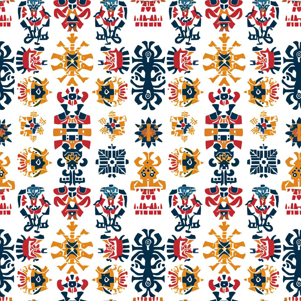 Bundle of 40 Aztec Maya Inca Art Seamless Pattern Illustrations on ...