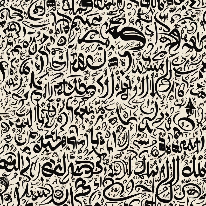 Bundle of 40 Calligraphy Art Seamless Pattern Illustrations , Digital ...