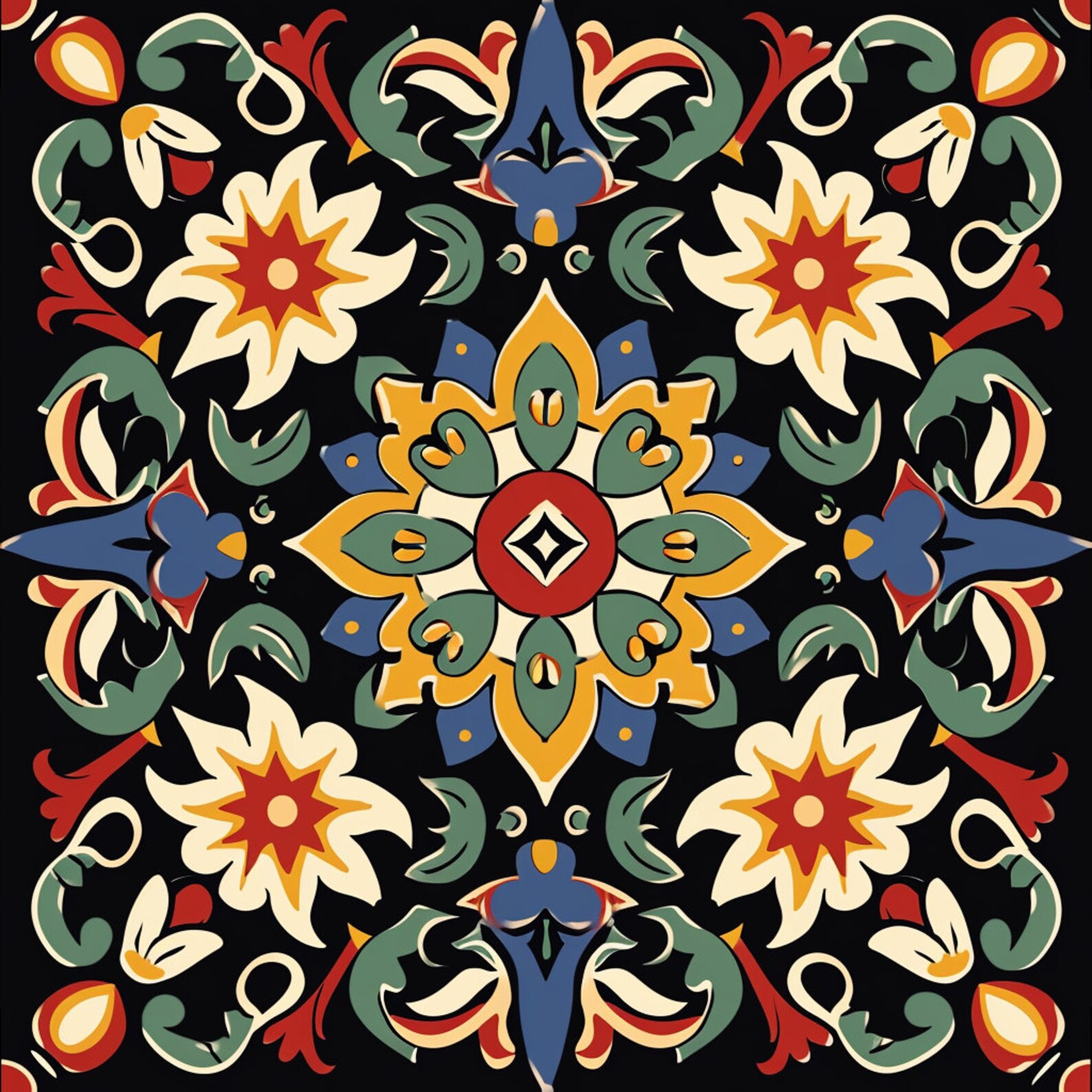 Bundle of 40 Folk Art Seamless Pattern Illustrations Digital Clipart ...