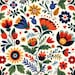 Bundle of 40 Folk Art Seamless Pattern Illustrations on White ...