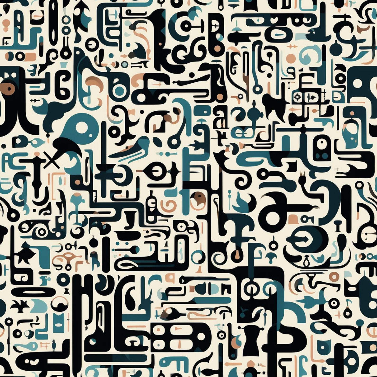 Bundle of 40 Calligraphy Art Seamless Pattern Illustrations , Digital ...