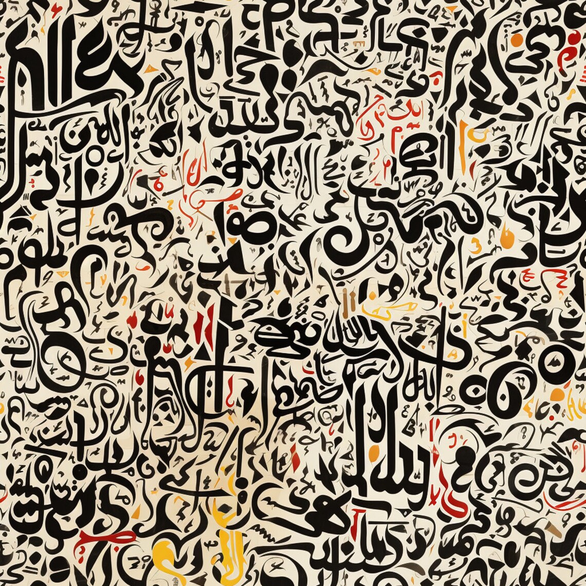 Bundle of 40 Calligraphy Art Seamless Pattern Illustrations , Digital ...