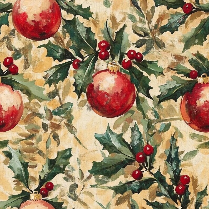 Bundle of 40 Holly Leaves Christmas Seamless Pattern Art Illustrations ...