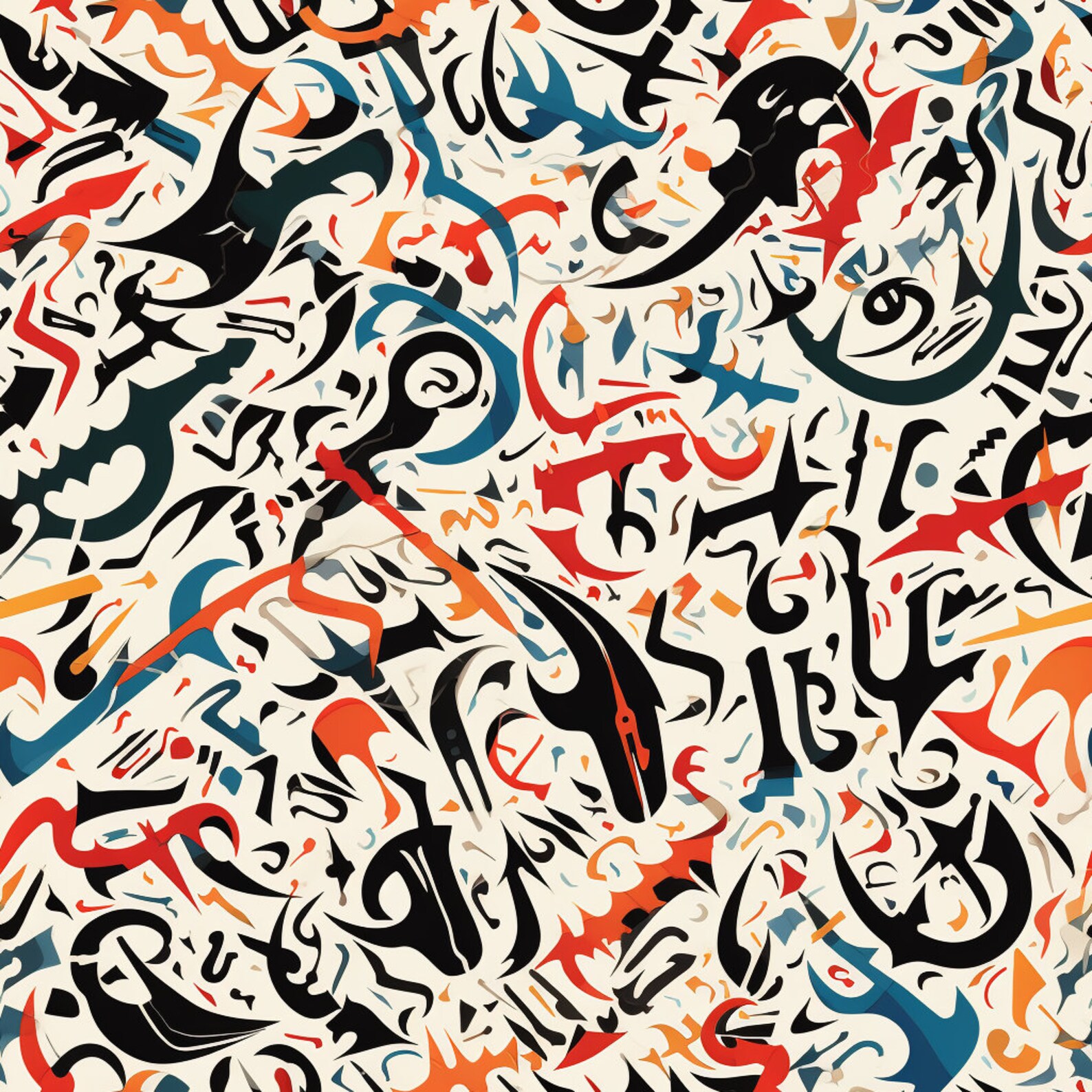 Bundle of 40 Calligraphy Art Seamless Pattern Illustrations , Digital ...