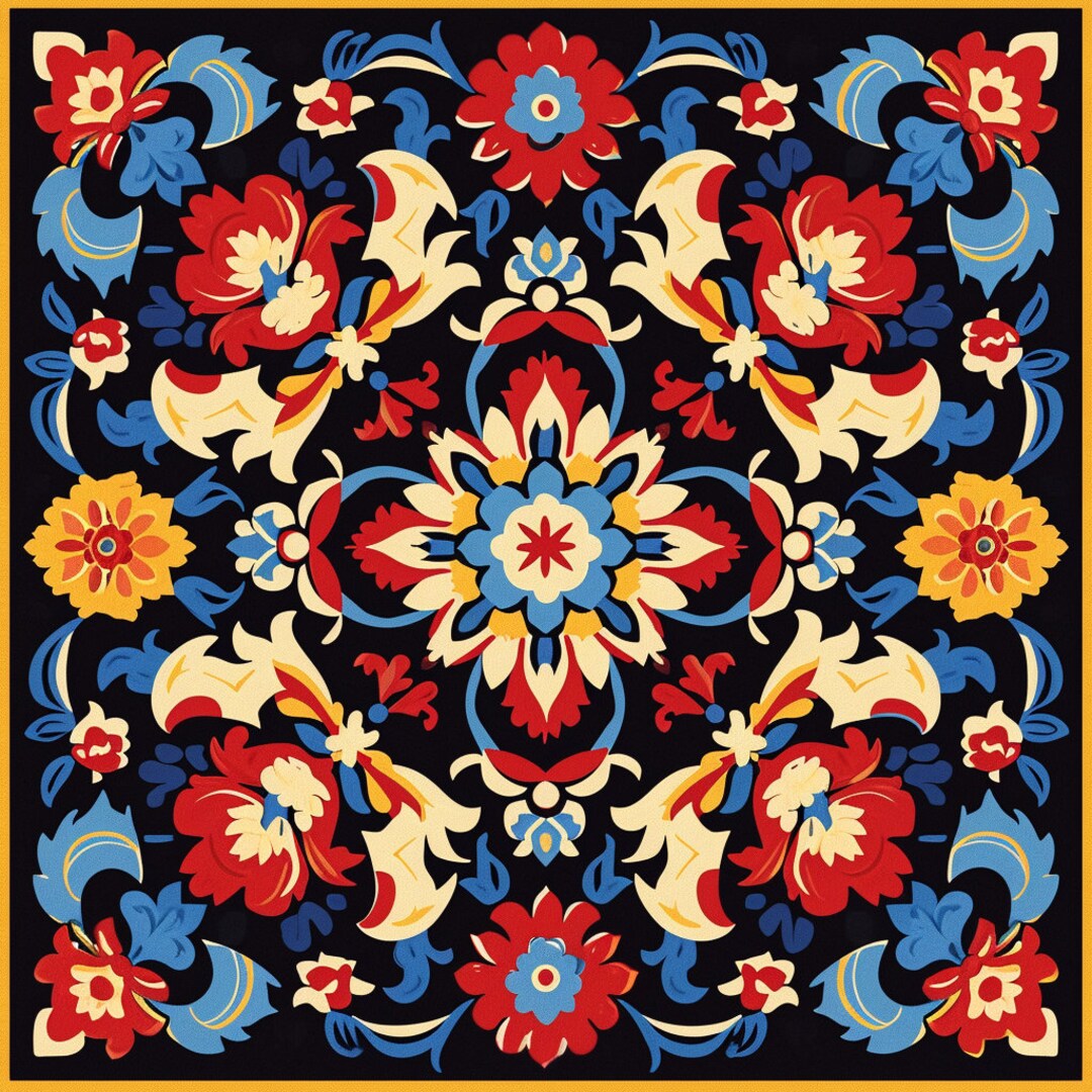 Bundle of 40 Folk Art Seamless Pattern Illustrations Digital Clipart ...