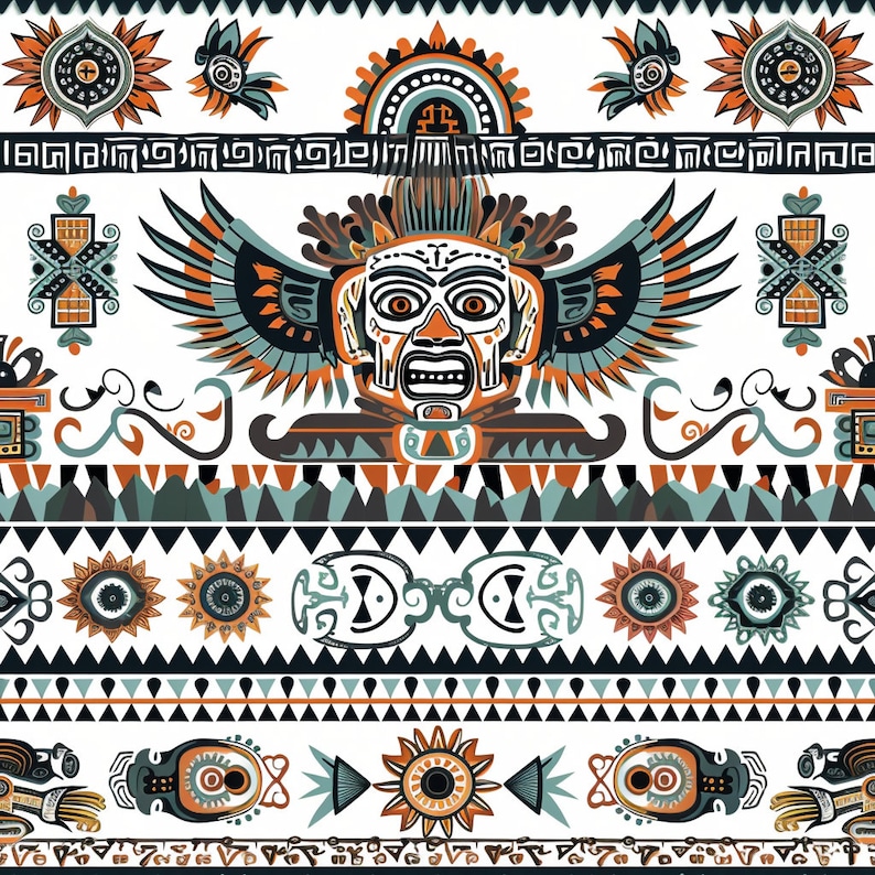 Bundle of 40 Aztec Maya Inca Art Seamless Pattern Illustrations on ...