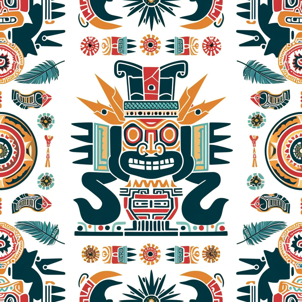 Bundle of 40 Aztec Maya Inca Art Seamless Pattern Illustrations on ...