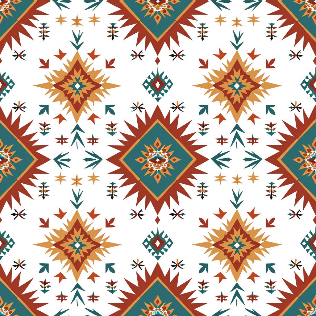 Bundle of 40 Native Art Seamless Pattern Illustrations on White ...