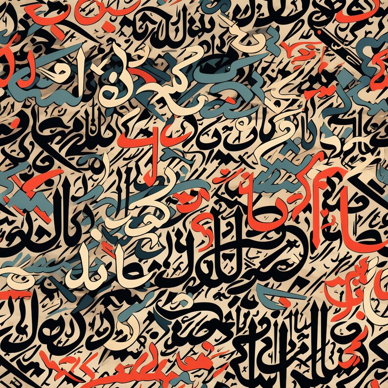 Bundle of 40 Calligraphy Art Seamless Pattern Illustrations , Digital ...