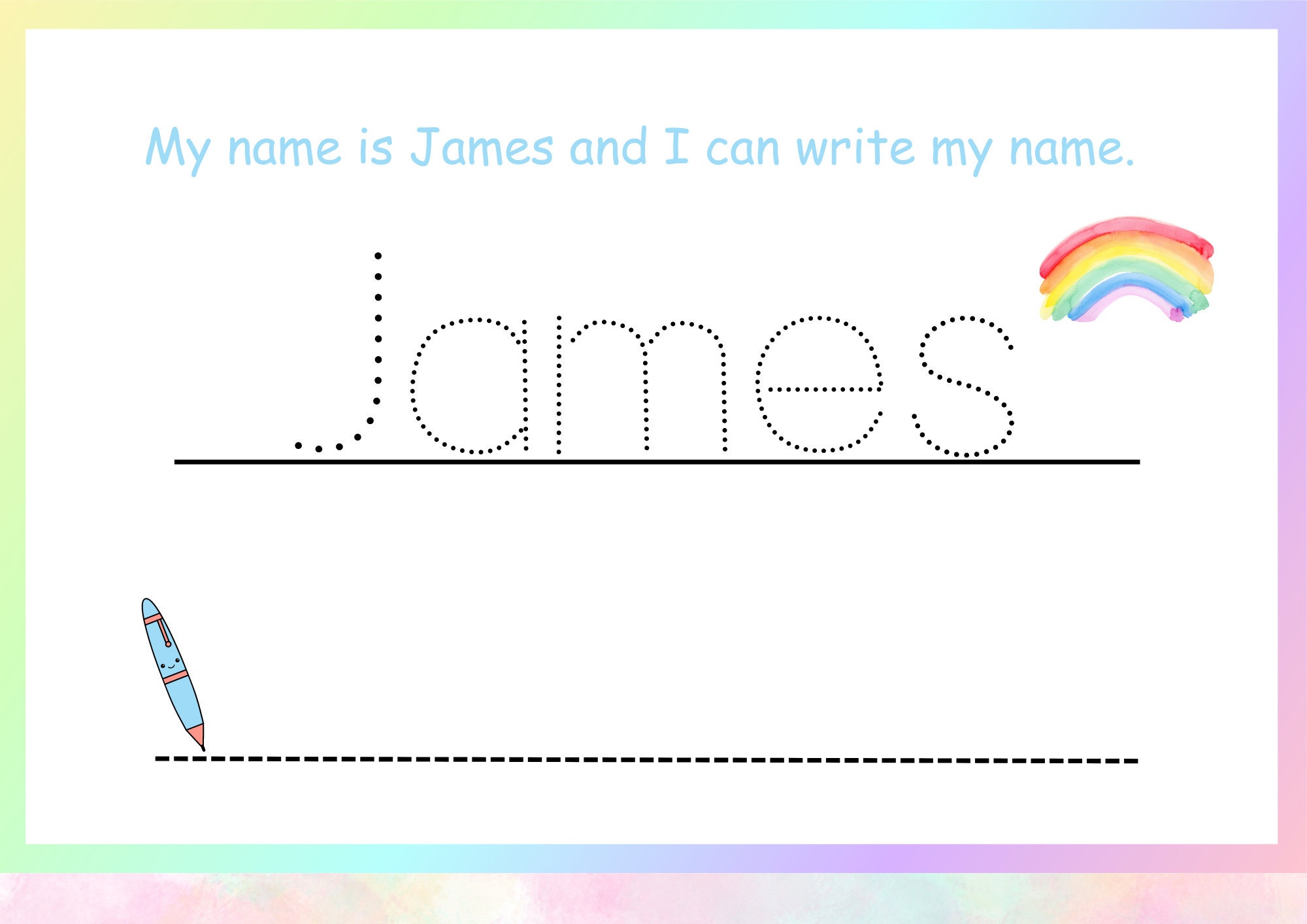 Learn to Write Your Name/girl or Boy/pre School Learning/home - Etsy UK