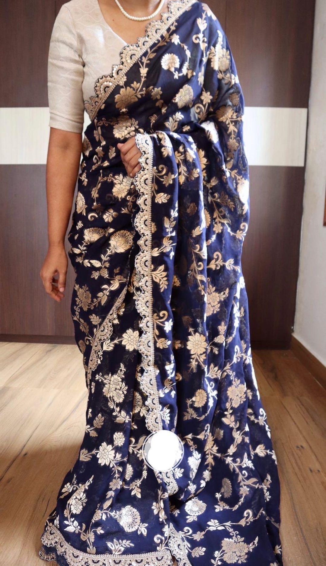 Luvika Gorgette Saree/indian Sarees/women Saree Blouse - Etsy