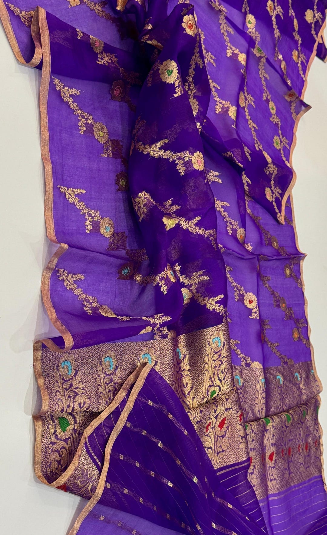 Meenakari Inspired Kira Saree Organza Saree Indian Sari - Etsy