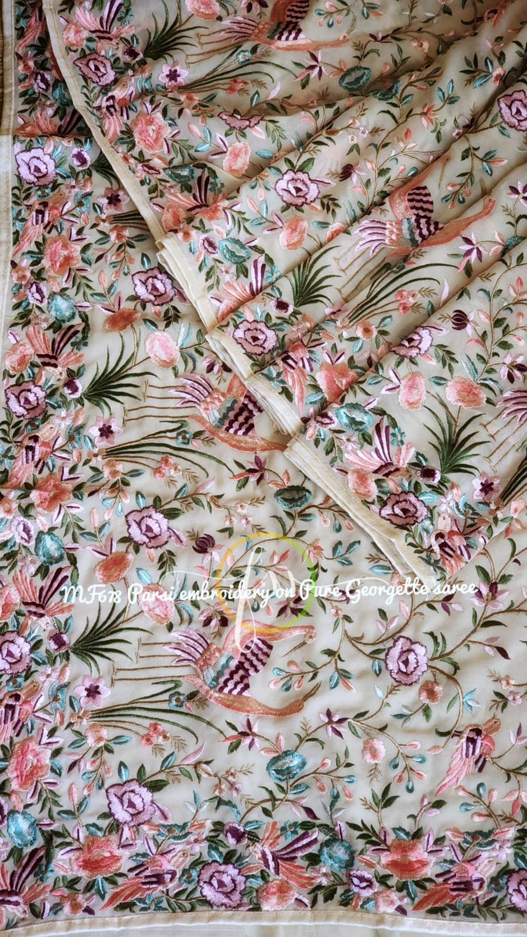 Parsi Inspired Beautiful Gorgette Saree Indian Sari - Etsy