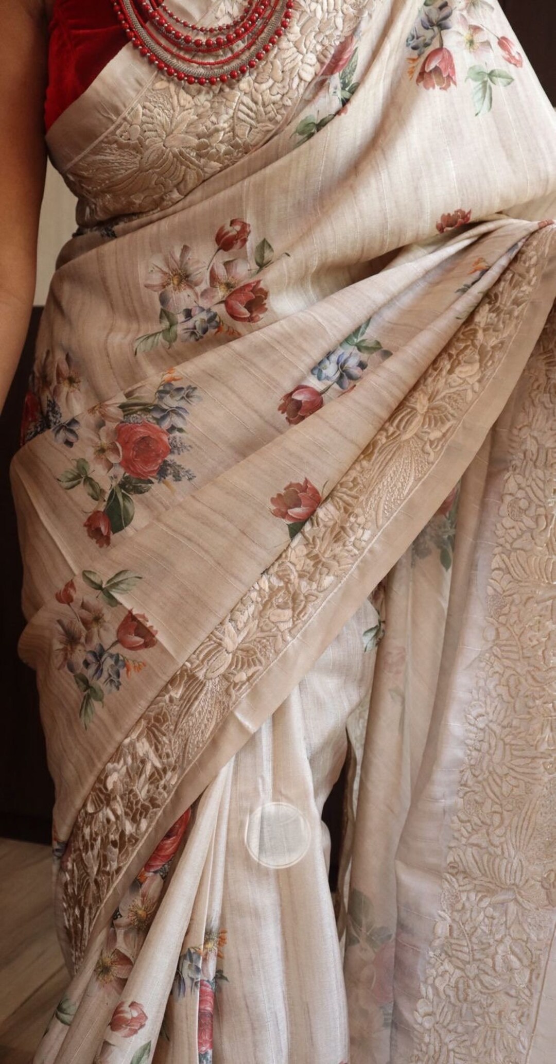 Tussar Embroidered Saree/indian Sari - Etsy